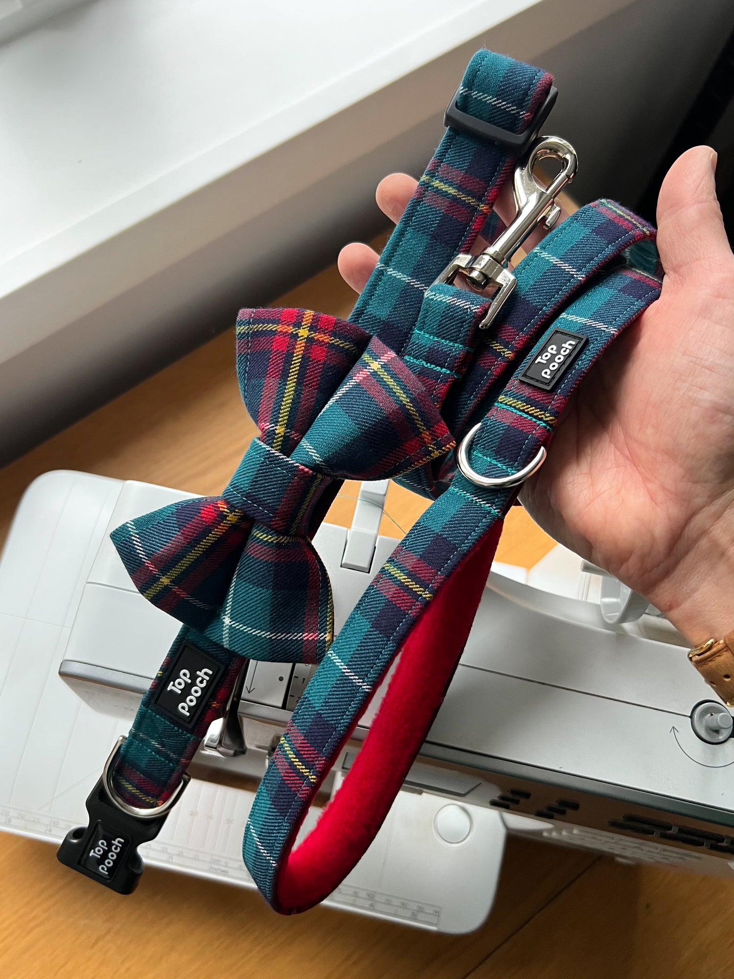 Teal Tartan Dog Collar | Handmade Dog Collar | Fabric Dog Collar – Top ...