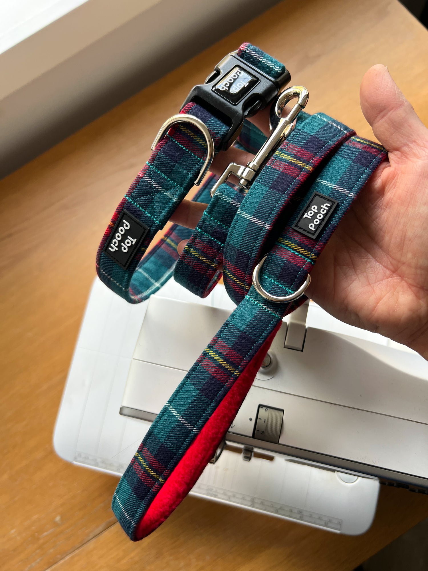 Teal Tartan Dog Collar | Handmade Dog Collar | Fabric Dog Collar – Top ...